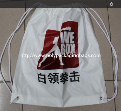 China White Double Plastic Drawstring Backpack For Riding , Playing , Swimming for sale