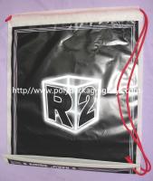 China Promotional CPE LDPE Plastic Drawstring Backpack Single Shoulder , Black for sale