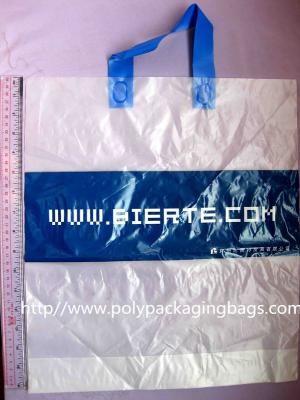 China Frosted Plastic Bags / Soft Loop Handle Bag with Logo Printed for sale