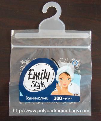 China Cotton Buds Zip Lock Plastic Bag With Hanger / Colorful Printing for sale
