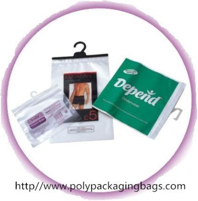 China Transparent Poly Bags With Hangers For Briefs , Knickers , Underwear for sale