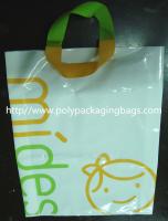 China White Plastic Gift Bags With Custom Logo / Loop Handle Polythene Bags For Promotion for sale