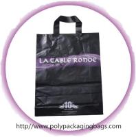 China Black Soft Flexible Loop Handle Plastic Bags With Custom Printing for sale