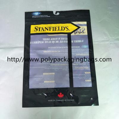 China Custom Made Plastic Clothing Foil Ziplock Bags Self - Standing With Hook for sale