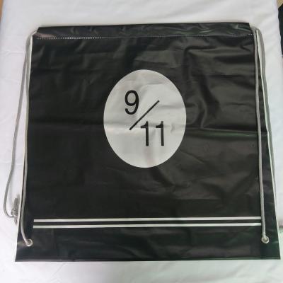 China Transparent Rope Bag Rucksack , Black Outdoor Clear Plastic Drawstring Bags for sale