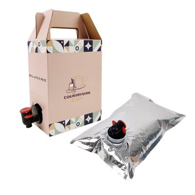 China Custom 2L 3L 5L Disposable Paper Carton Packing Coffee Cold Brew Juice Box Dispenser Bag in Box Aseptic Bag for sale
