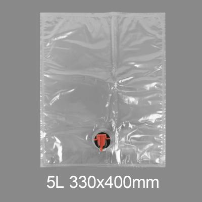 China Custom Transparent BiB 5l Plastic Tap Bag Drinking Water Wine Juice Bag in Box Dispenser With Butterfly Valve Vitop for sale
