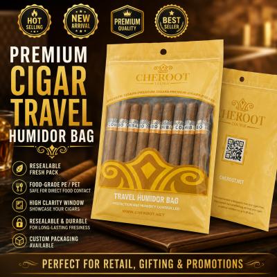 China Volume 5 Cigars Cigar Packaging Bag Food Grade TPU PE Durable Resealable Moisture Proof Pouch Perfect for Tobacco Storage for sale