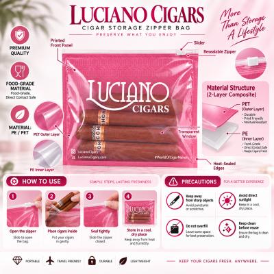 China Cigar Humidor Bag Waterproof Self-Lock Zipper Moisture-Proof Humidity for sale
