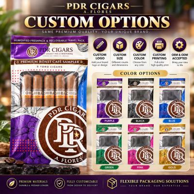 China Custom Printing logo Humidified Cigar Bag with Ziplock and Clear Window Resealable Humidity Pouch for 5 Cigars Storage Packing for sale