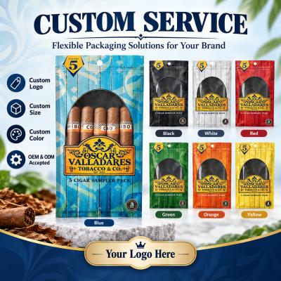 China Cigar Moisturizing Plastic Zipper Bags Cigar Humidor Bags Custom Color Material Structure MOPP PE Suitable for Maintaining Cigar for sale