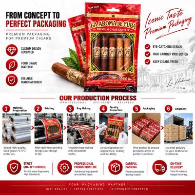 China OPP LDPE Laminated Material Cigar Humidor Bags Suitable For Holding 5 to 20 Cigars Depending On Size Humidity Control Bag for sale