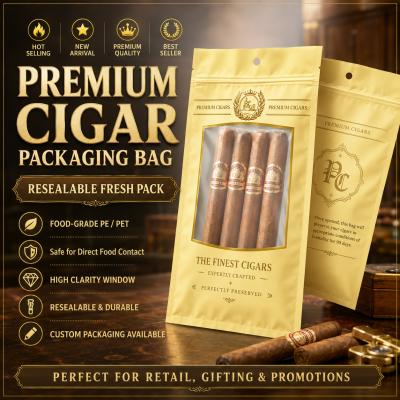 China 009mm plastic cigar bags cigar moisturizing plastic zipper bags crafted to maintain optimal humidity and freshness for cigars for sale