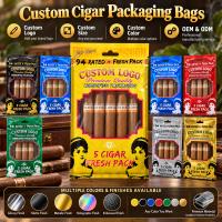 China Ziplock Design cigar bags custom custom color resealable packaging designed to protect cigars from environmental factors for sale
