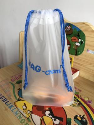 China Printed CPE Clear Drawstring Plastic Bags / Custom Made Plastic Travel Cosmetic Bag for sale