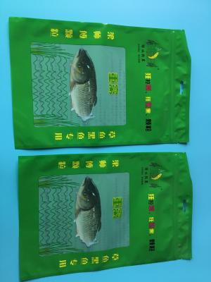 China Custom Printed Green 3 Sided Sealed Composite Fish Bag With Transparent Window In Front for sale