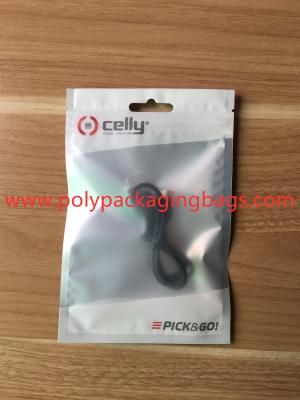 China White Plastic Translucent Pearl Film Data Line Zipper Bags 8 Colors Gravure Printing for sale