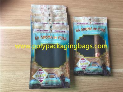 China Custom Made Printed Plastic Cigar Bags With Transparent Windows for sale