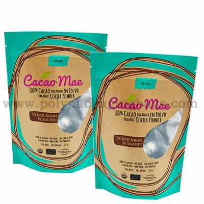 China Kraft Paper Stand Up Pouches Foil Aluminum Resealable Ziplock Food Packaging With Clear Window for sale
