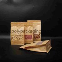 China Kraft paper composite zipper bag with frosted window in front for sale