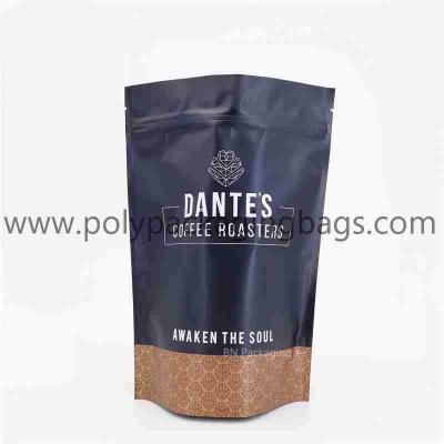 China Stand up shape coffee packaging bags plastic black Mylar ziplock bag for sale