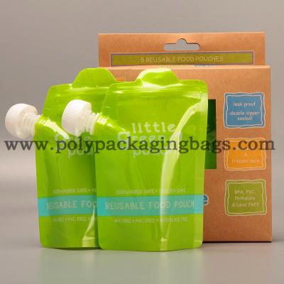 China Resealable 150ml 200ml 100mic Stand Up Spout Pouch With Caps For Juice for sale