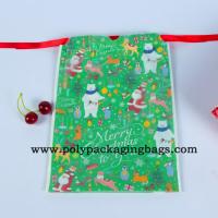 China Exquisite 0.075mm Plastic Drawstring Christmas Gift Bags for sale