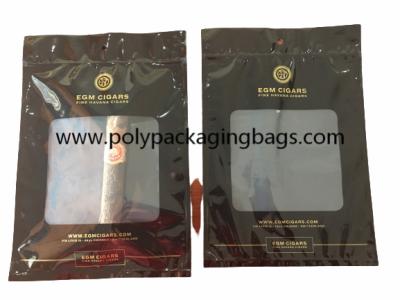 China Black classic cigar zipper bag with transparent windows and moisturizing sponge for sale