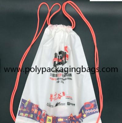 China 7mm Cotton Rope CPE LDPE Plastic Drawstring Backpack for sale