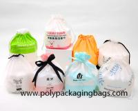 China Frosted CPE White LDPE Ribbon Plastic  Drawstring Bags For Snacks Packaging for sale