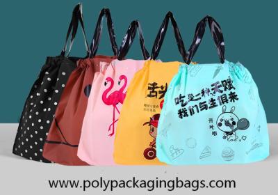 China 3 Colors Gravure Printing Biodegradable Drawstring Plastic Bags For Restaurant for sale
