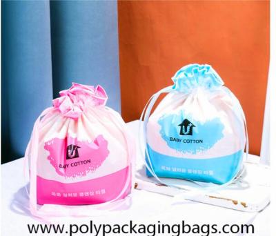 China Gravure Printing Double Layer 0.08mm LDPE CPE Drawstring Gift Bag for sale