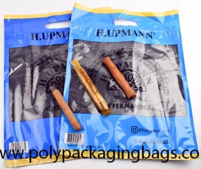 China 35x45mm 0.09mm Thickness Cigar Ziplock Bags With Hanging Hole for sale