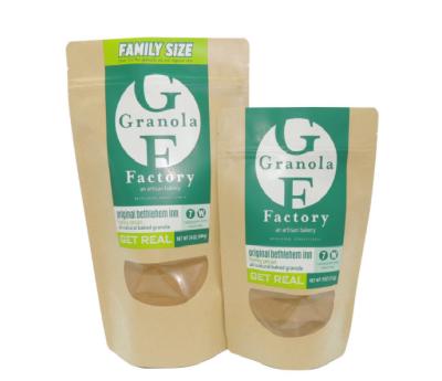China SGS Resealable 0.07mm Kraft Stand Up Pouch With Transparent Window for sale