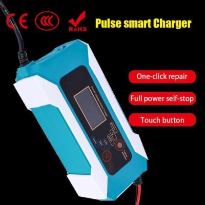 China 12V 5A Motorcycle Car battery Charger Pulse Repair Lead acid battery charger 12V 5A with LCD Display for sale