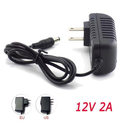 China 12V 2A AC DC Power Adapters Universal Power Supply 5.5x 2.1mm Wall Mounted US Plug 24w 12v 2000ma for sale