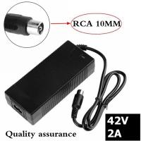 China Lithium Ion Lotus Battery Charger RCA 10mm 42V 36V 2A Lithium Battery Charger for sale