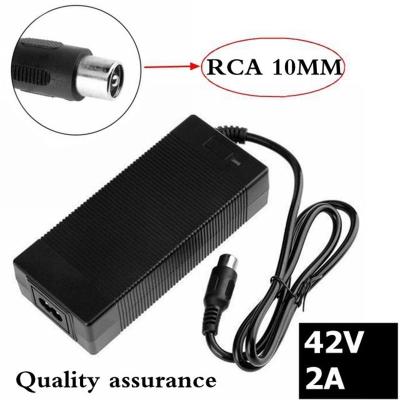 China Lithium Ion Lotus Battery Charger RCA 10mm 42V 36V 2A Lithium Battery Charger for sale
