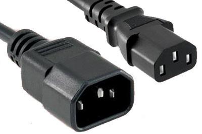 China Black IEC Panel Mount C14 To C13 Ac Power Cable 1.5mm2 10A 250V for sale