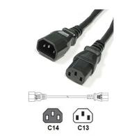 China Black IEC Panel Mount C14 To C13 Ac Power Cable 1.5mm2 10A 250V for sale
