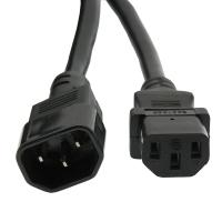 China Black IEC Panel Mount C14 To C13 Ac Power Cable 1.5mm2 10A 250V for sale