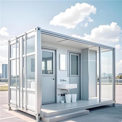 China Custom Galvanized Corrugated Steel Portable Toilet Container with Integrated Fiberglass Restroom Units and Vacuum Collection System for sale