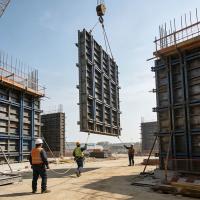 China Modular Steel Wall Formwork Wear Resistant For Vertical Structure Construction for sale
