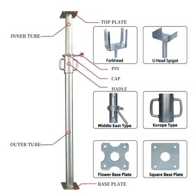China Heavy-Duty Steel Scaffolding Pillar with 800kg Load Capacity, Corrosion-Resistant and 3-5m Height Adjustable for Construction Support for sale