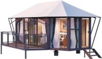 China Premium Galvanized Steel Framework Glamping Tent with Smart Control System and Low-E Laminated Glass for sale