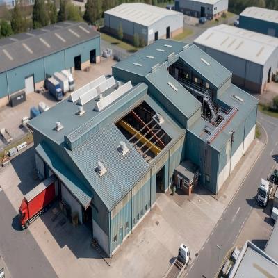China Durable PEB Steel Structure with Multi-Level Framing, Heavy-Wall Circular Hollow Sections, and CNC Machined Base Plates for sale