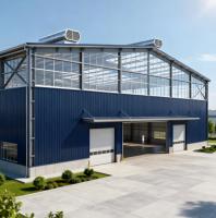 China Prefab Steel Structure Warehouse with Clear Span Design, Roof Light Belts & Ventilation for sale