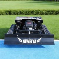 China European Spot Gas Powered Remote Lawn Mower All Terrain Crawler Grass Cutter in Stock, High Power Strong Cutting Force Suit for sale