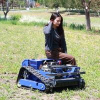 China European Spot in Stock Tracked Remote Control Lawn Mower with Adjustable Cutting Height, Supports 45 Degree Slope Climbing for sale