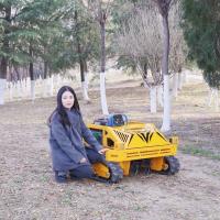 China Factory Direct Cordless Self Propelled Remote-controlled Lawn Mower with Flail Mower 150mm Track Width for Estate Lawns for sale